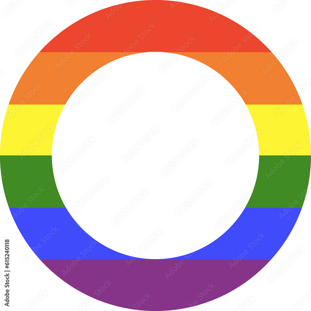 Rainbow flag frame. LGBT circle icon png. Logo symbol sticker in ...