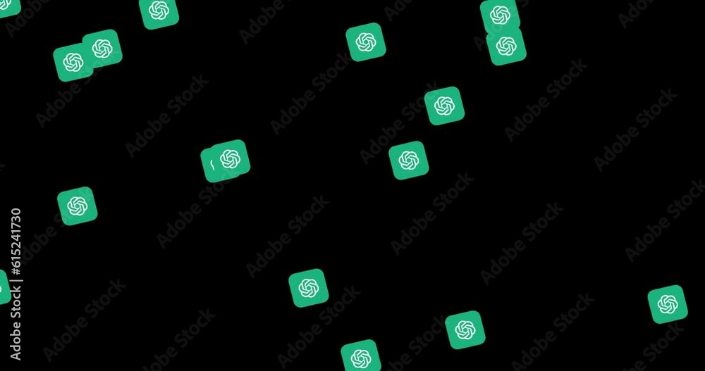 ChatGPT icons falling down 4K animation on alpha channel. 3D ChatGPT ...