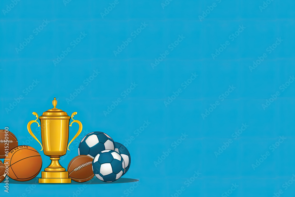 Sports event invitation banner with blue background, sports icons ...