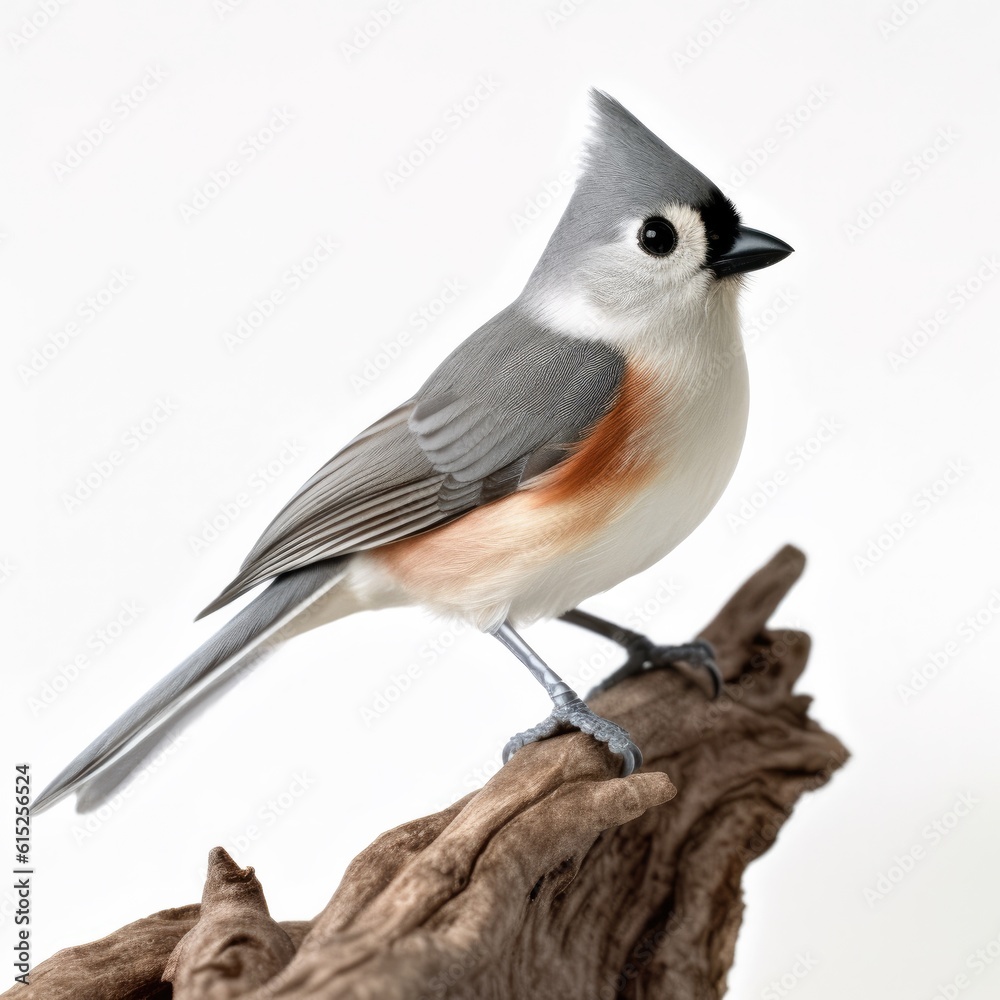 Tufted Titmouse bird isolated on white background. Generative AI Stock ...