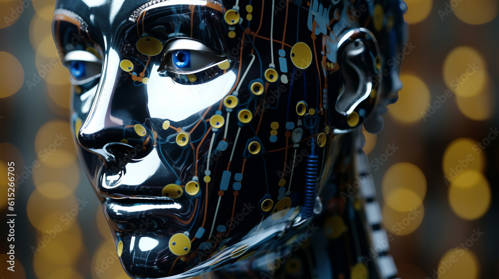 AI technology female robot wallpaper background Stock Illustration ...