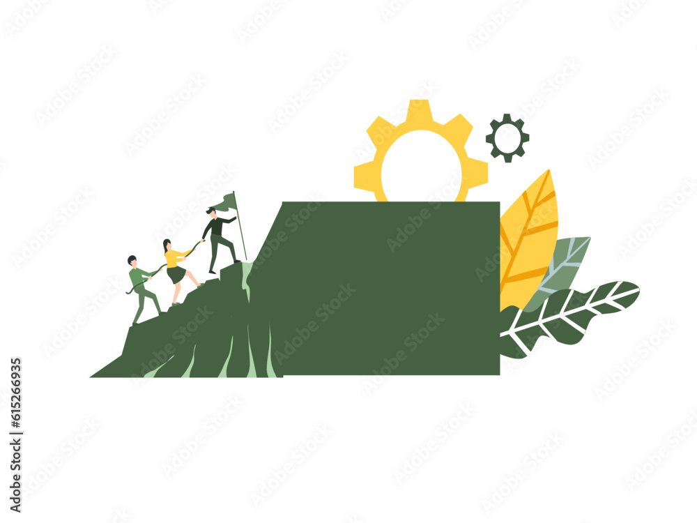 fight together to reach the top, helping each others in teamwork ...