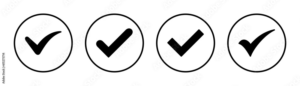 Vetor de Check mark icon set illustration. Tick mark sign and symbol do ...