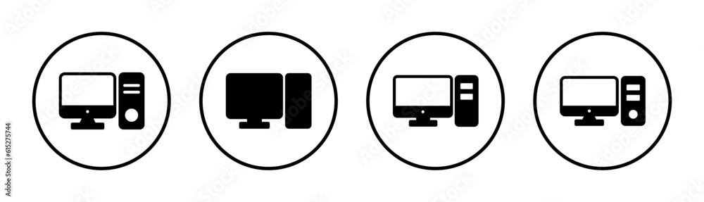 Computer icon set illustration. computer monitor sign and symbol Stock ...