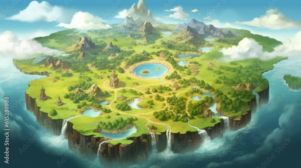 RPG Game World Map Stock Illustration | Adobe Stock