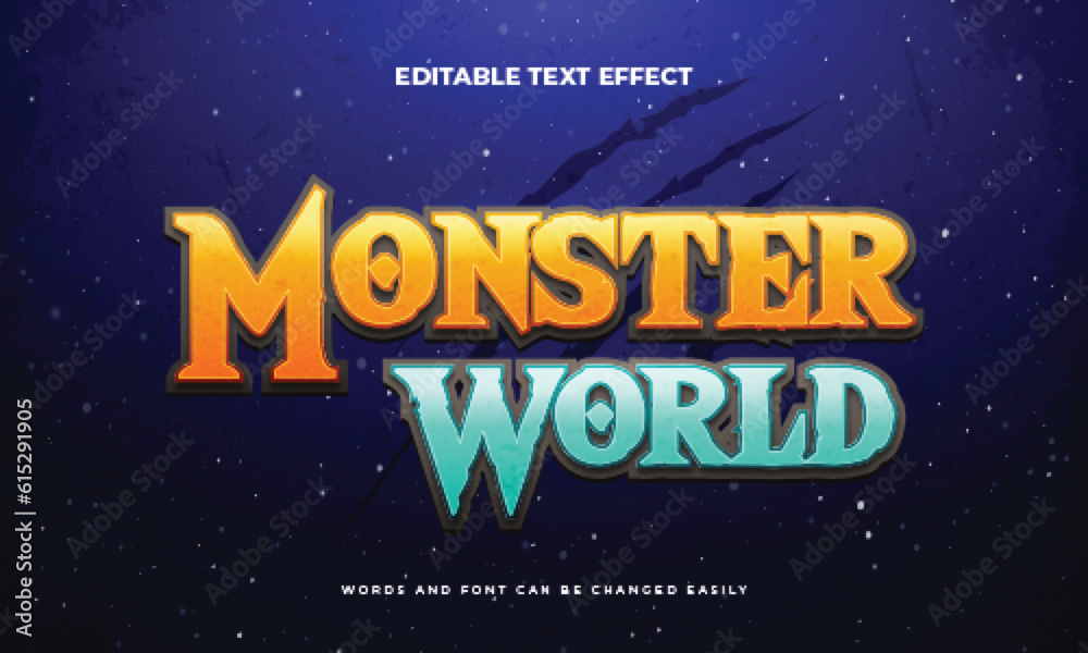 3D Vector Editable Cartoon Game Logo Text Effect Design Stock Vector ...