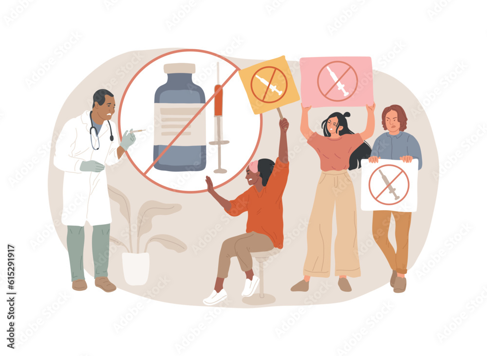 Refusal of vaccination isolated concept vector illustration. Vaccine ...