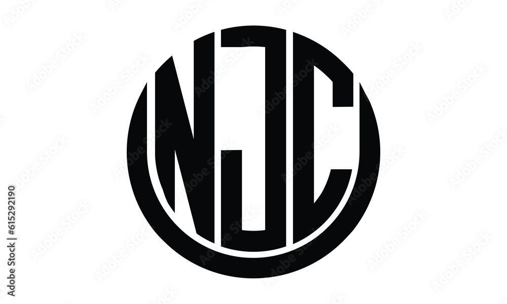 NJC shield with round shape logo design vector template | monogram logo ...