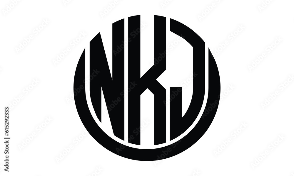 NKJ shield with round shape logo design vector template | monogram logo ...