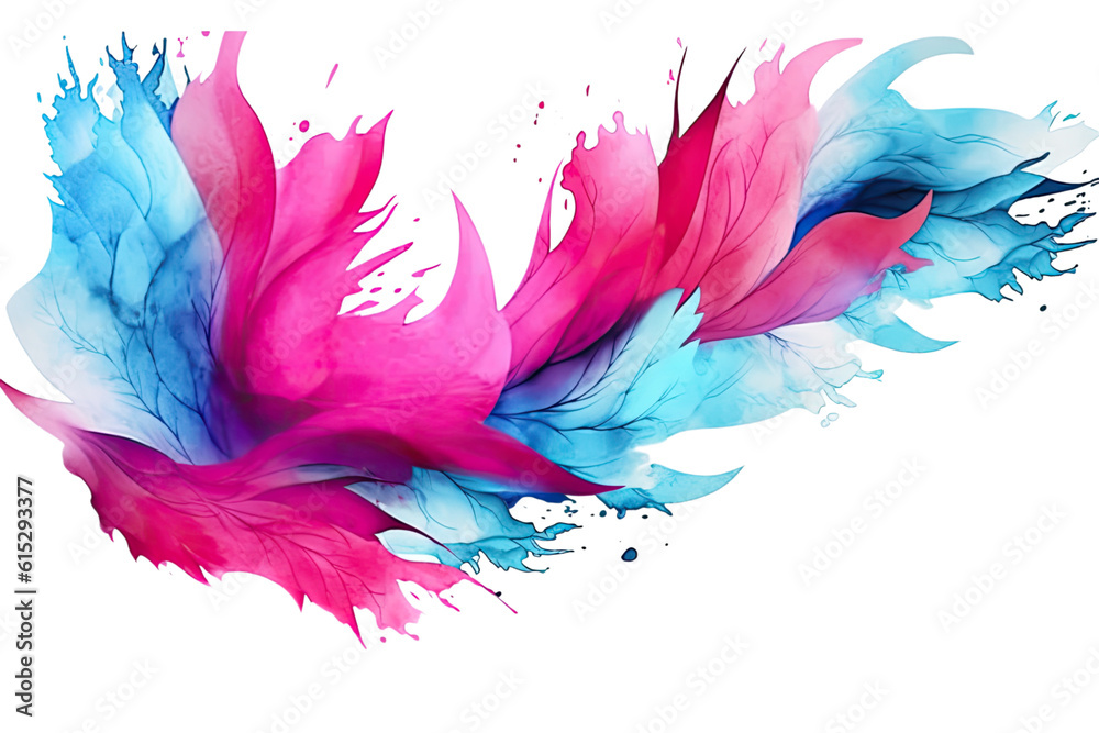 magenta and turquoise swashes, watercolor paint abstract border frame ...