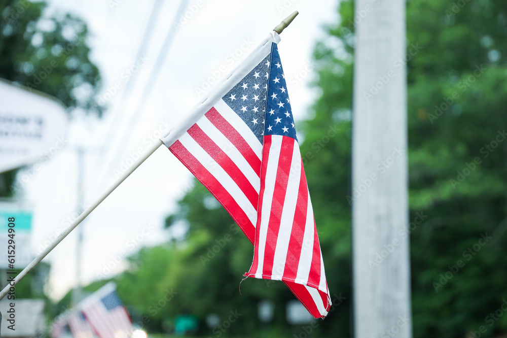 US flag waves proudly, representing the nation's history, unity ...