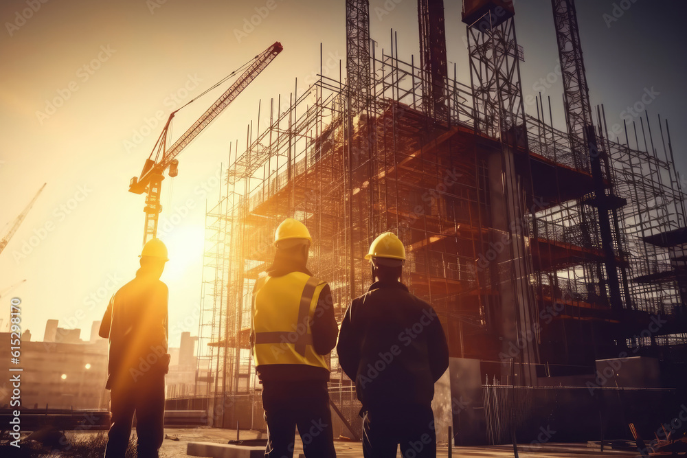 civil engineer standing at the construction site. Generative AI. Stock ...