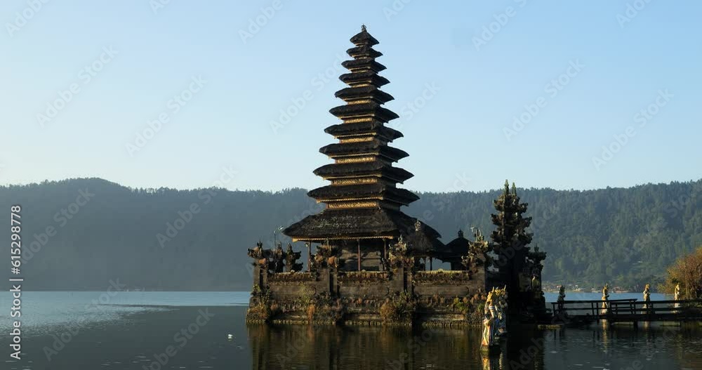The majestic hindu temple Pura Segara Ulun Danu Batur at the volcanic ...