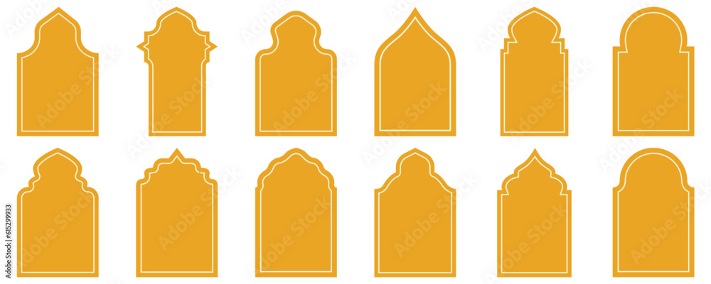 Shape Ramadan Window frame set. Arabic ramadan arches islamic ornament ...