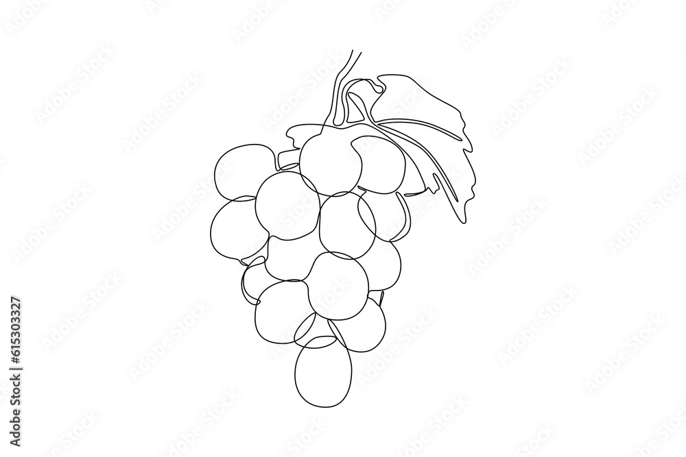 Single one line drawing fruits concept. Continuous line draw design ...