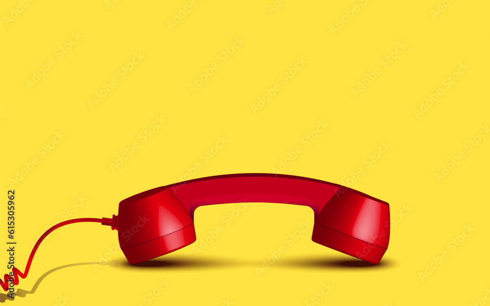3d red vintage telephone handset receiver communication isolated put ...