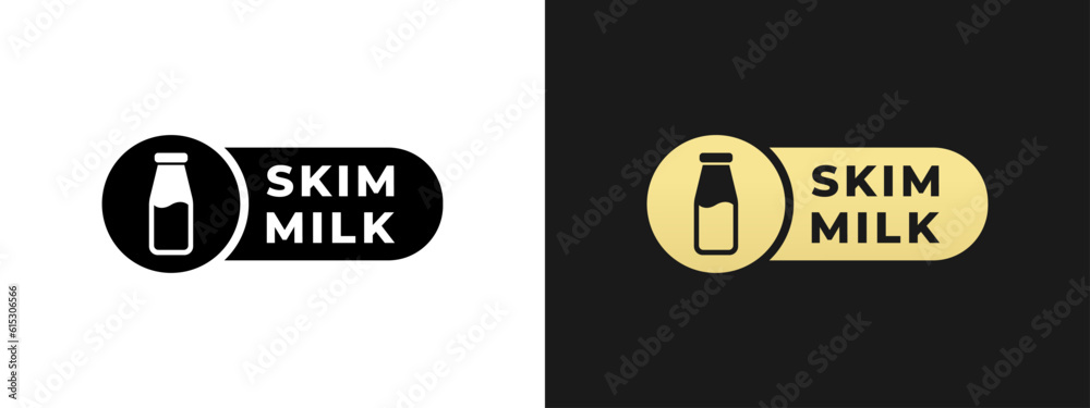 Skim milk Label Vector or Skim milk logo Vector Isolated in Flat Style ...