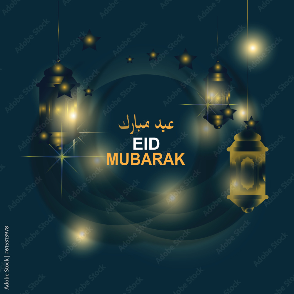 Eid Mubarak post banner for social media. Gradient RGB color Mode. 1080 ...