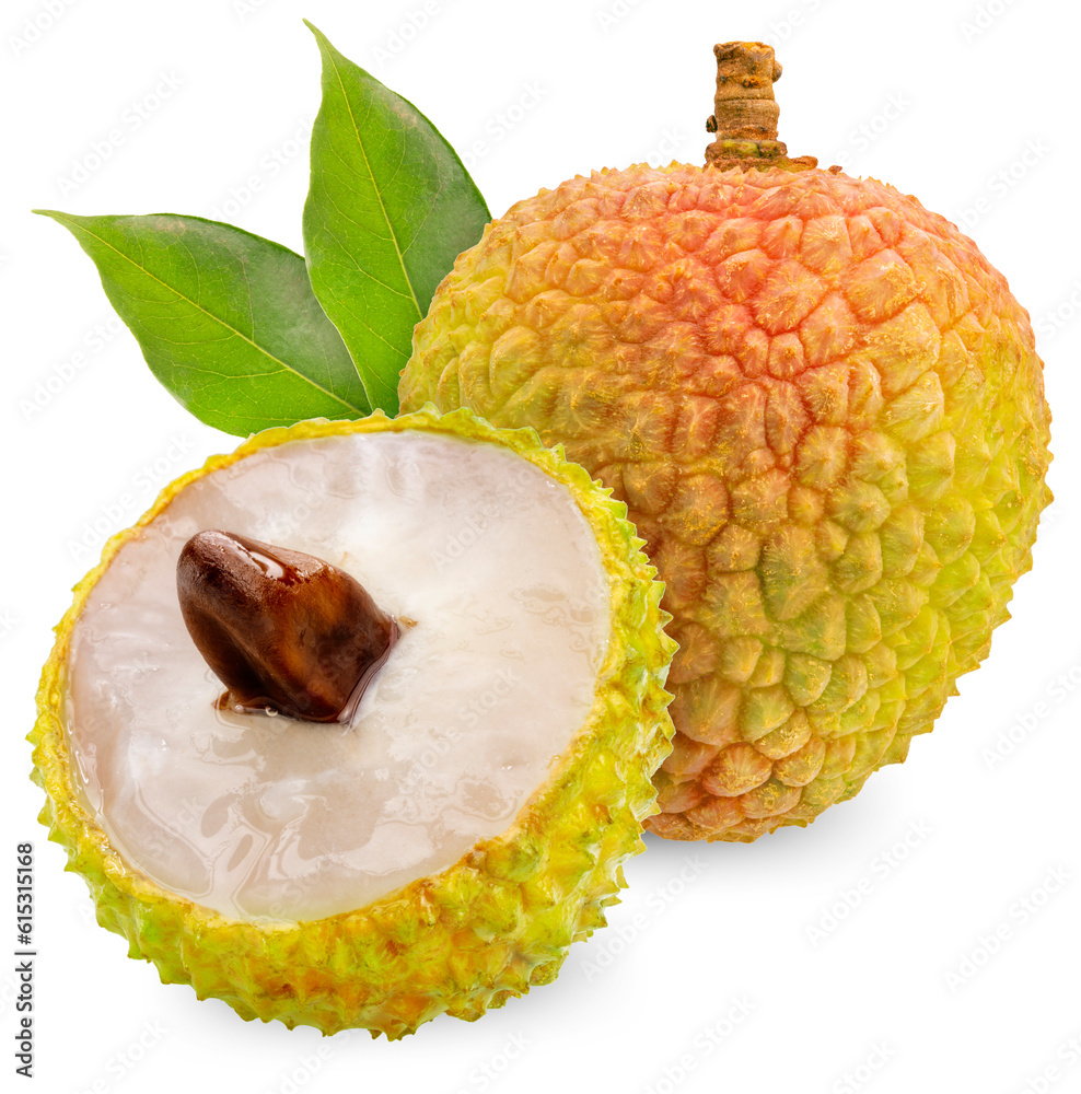 Chinese Green Lychee on white background, Green Lychee or Chinese Cherry fruit isolate on white ...