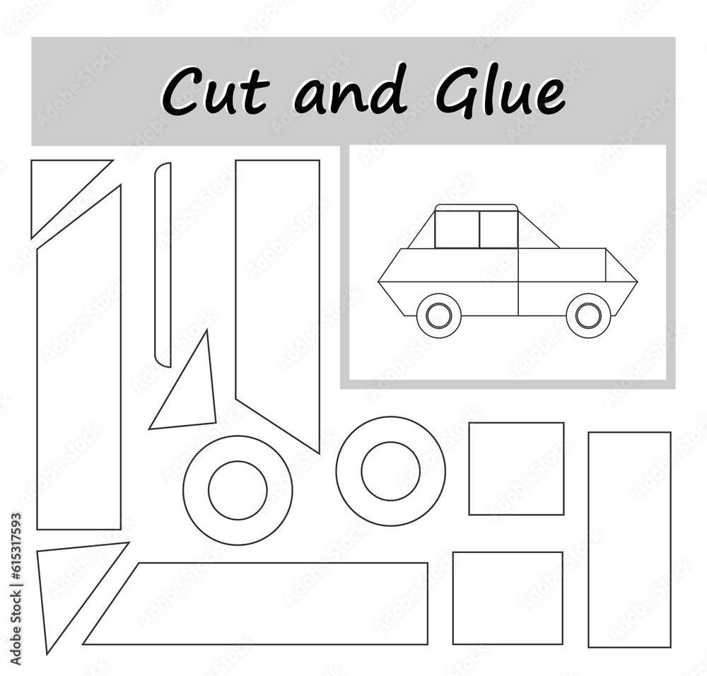 DIY worksheet. Color, cut parts of the image and glue on the paper. Car ...