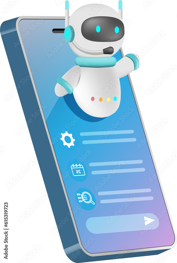 AI chat bot answer question and generate smart solution to user. Artificial intelligence robot ...