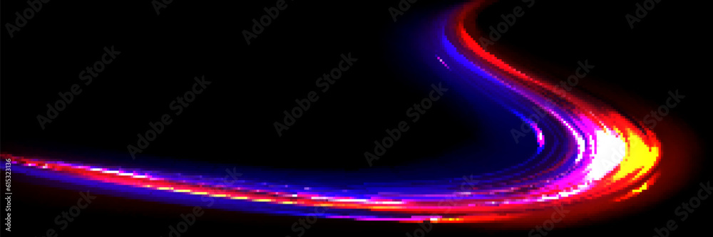 Car light speed motion effect. Blurred streaks of fast movement, road ...