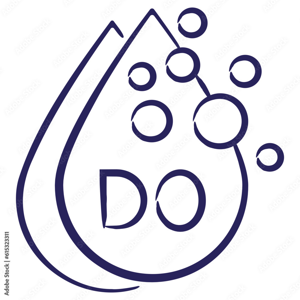 Minimal vector icon of the Dissolved oxygen DO, isolated on transparent ...