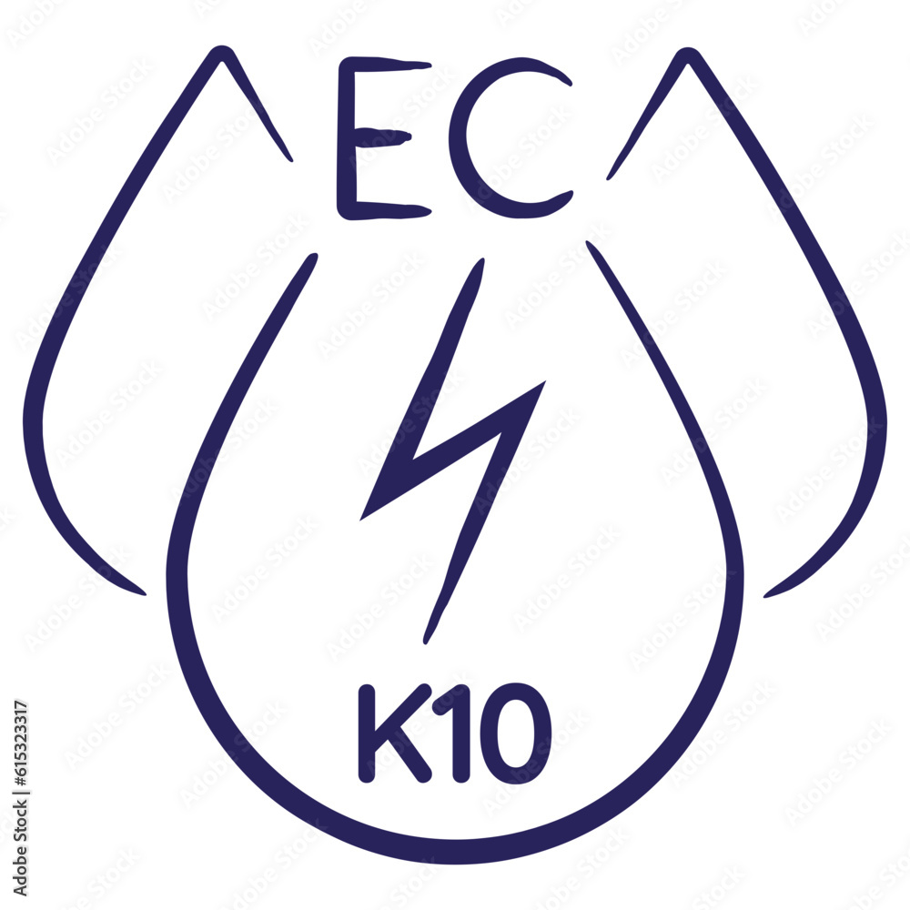 Minimal vector icon of the Electrical Conductivity EC, calibration k10 ...