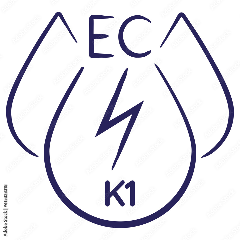 Minimal vector icon of the Electrical Conductivity EC, calibration k1 ...