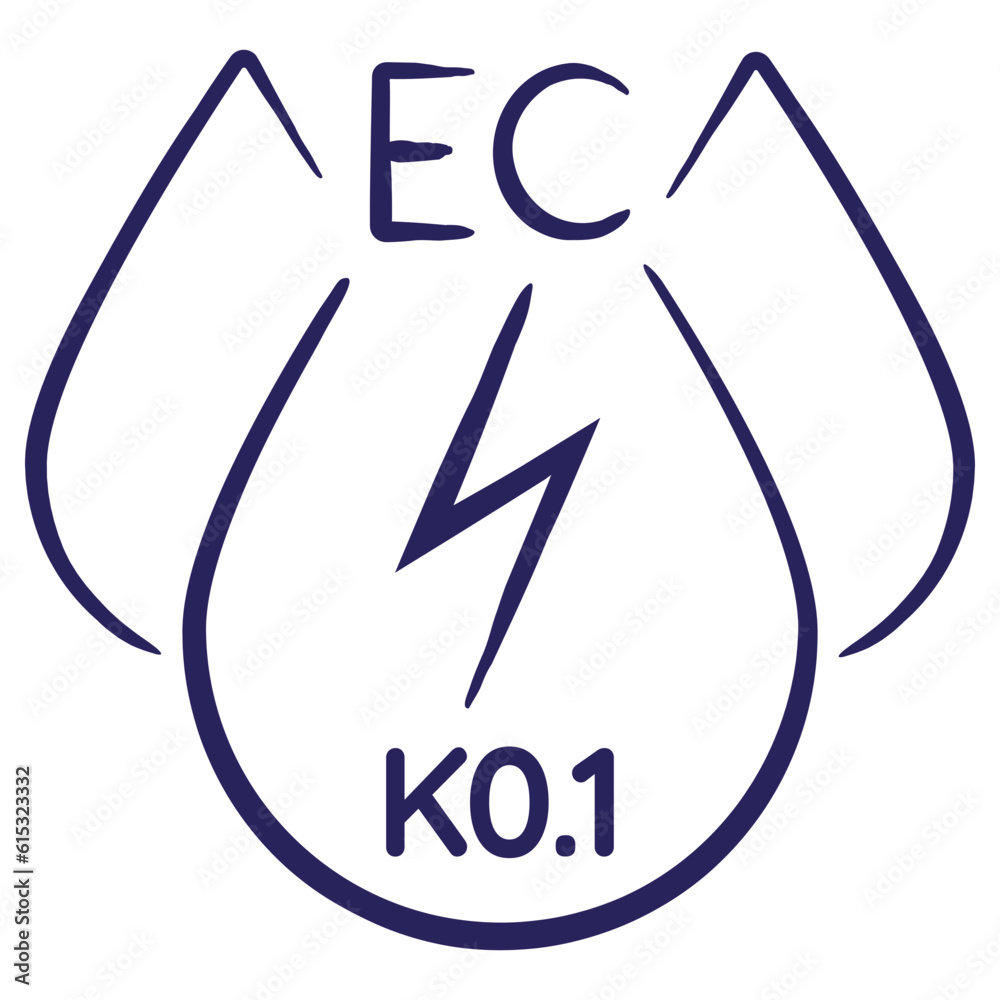 Minimal vector icon of the Electrical Conductivity EC, calibration k0.1, isolated on transparent ...