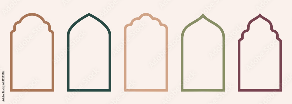 Shape Islamic door and window silhouette Arabic arch. Collection of ...