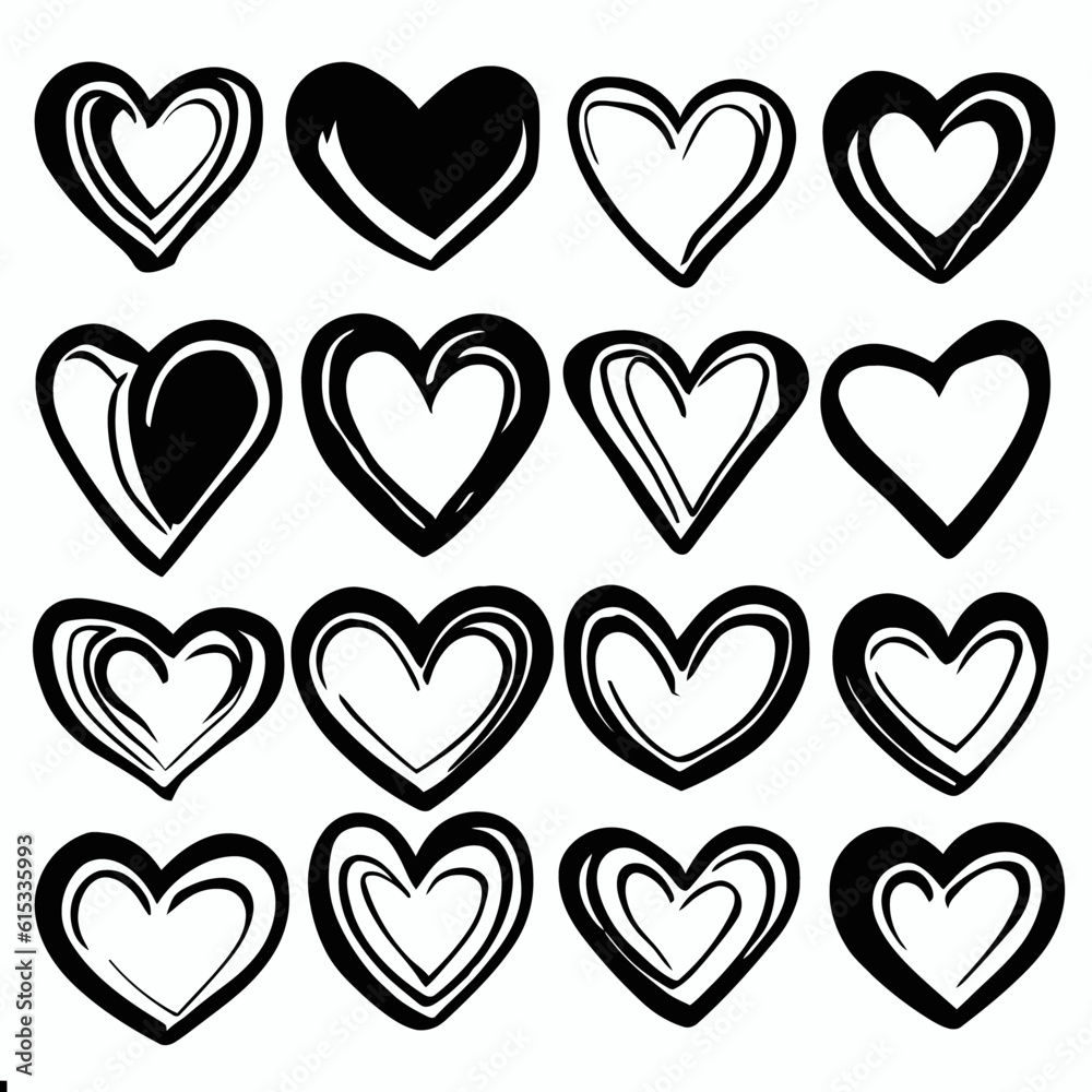 heart vector art ,black and white vector of two hearts Stock Vector ...