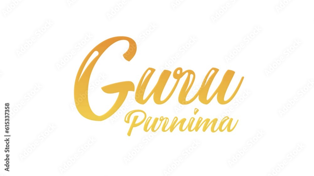 Guru Purnima Handwritten Animated Text on Green Screen. Lettering with ...