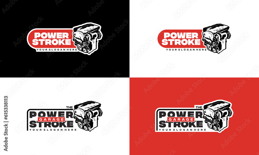 Power stroke diesel engine garage ready made logo template, Diesel ...