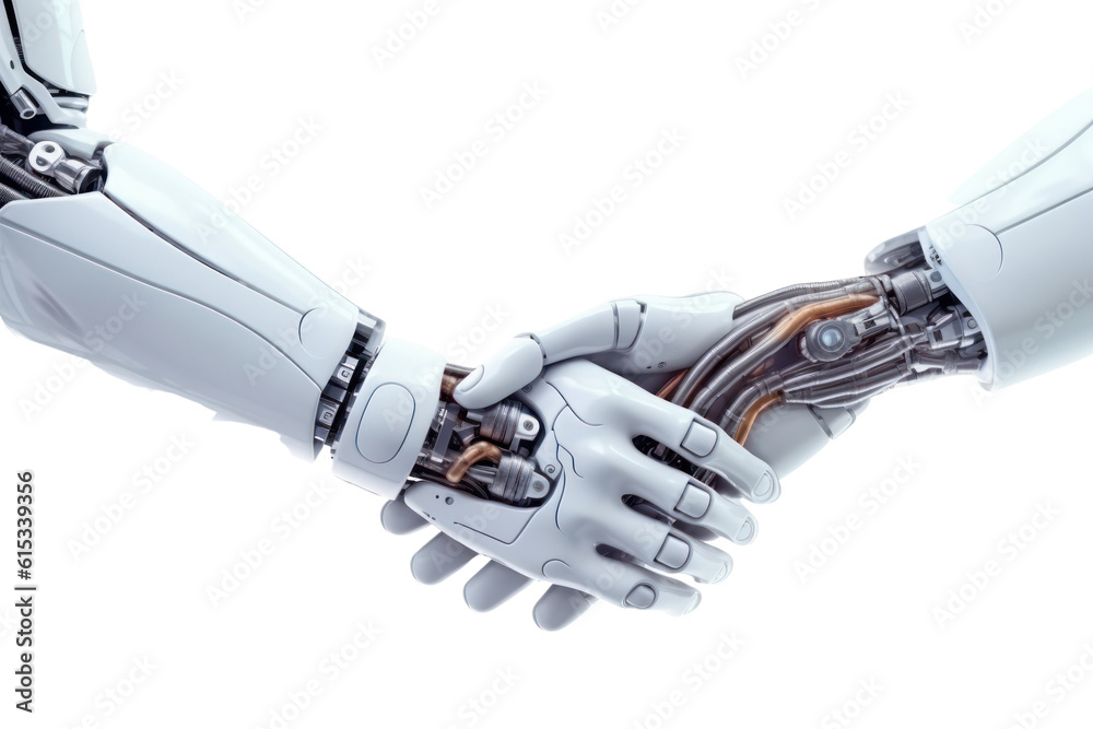 Humanoid robot handshake isolated on transparent background, PNG ...