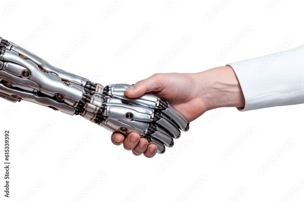 Human and robot handshake isolated on transparent background, PNG. AI ...