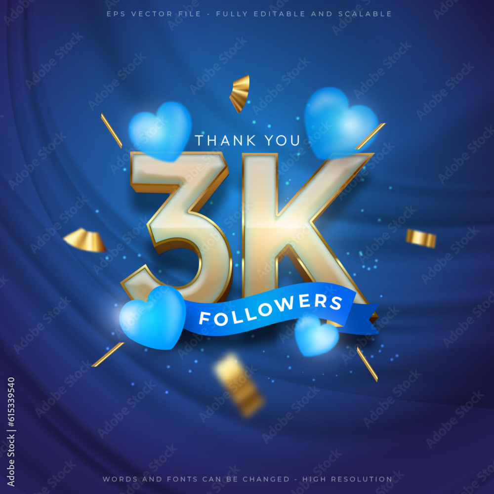 3k thank you social media followers and subscribers with editable font ...