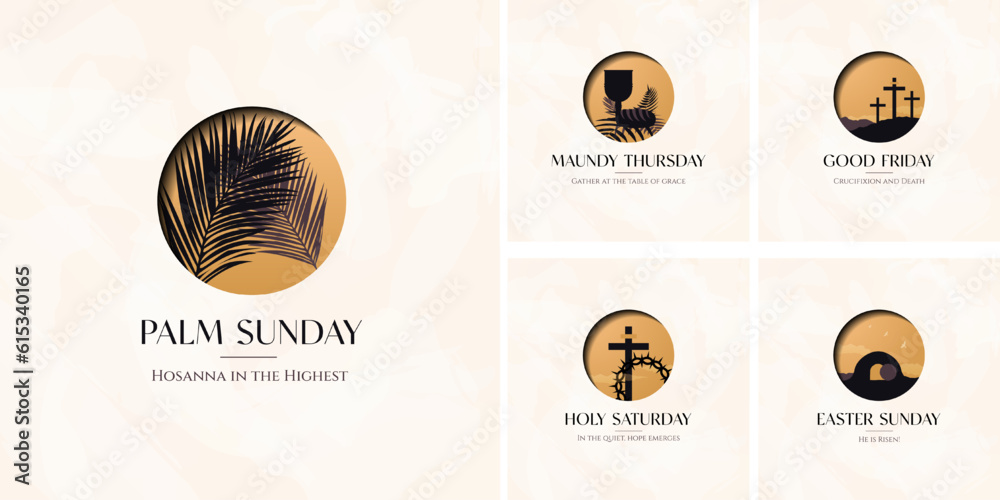 Modern Holy Week Poster Set. Religious Icon Poster collection. Palm ...