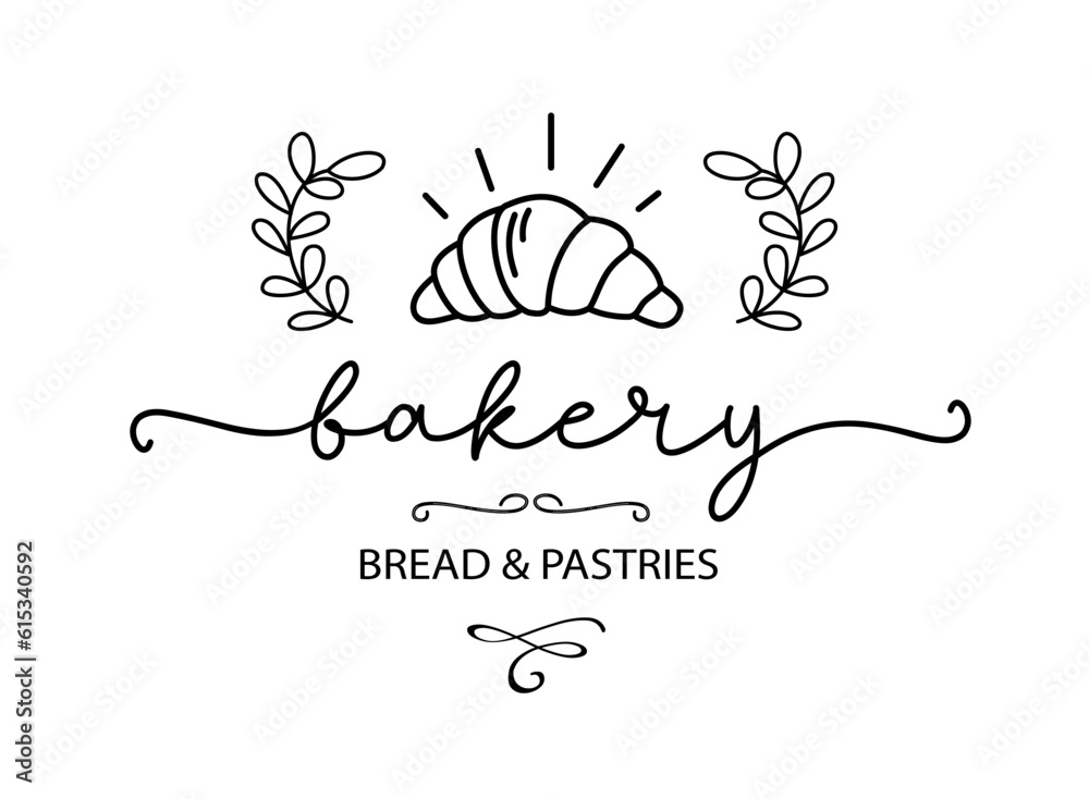 Bakery. Vector vintage logo word. Design typography, logo, badge, label ...