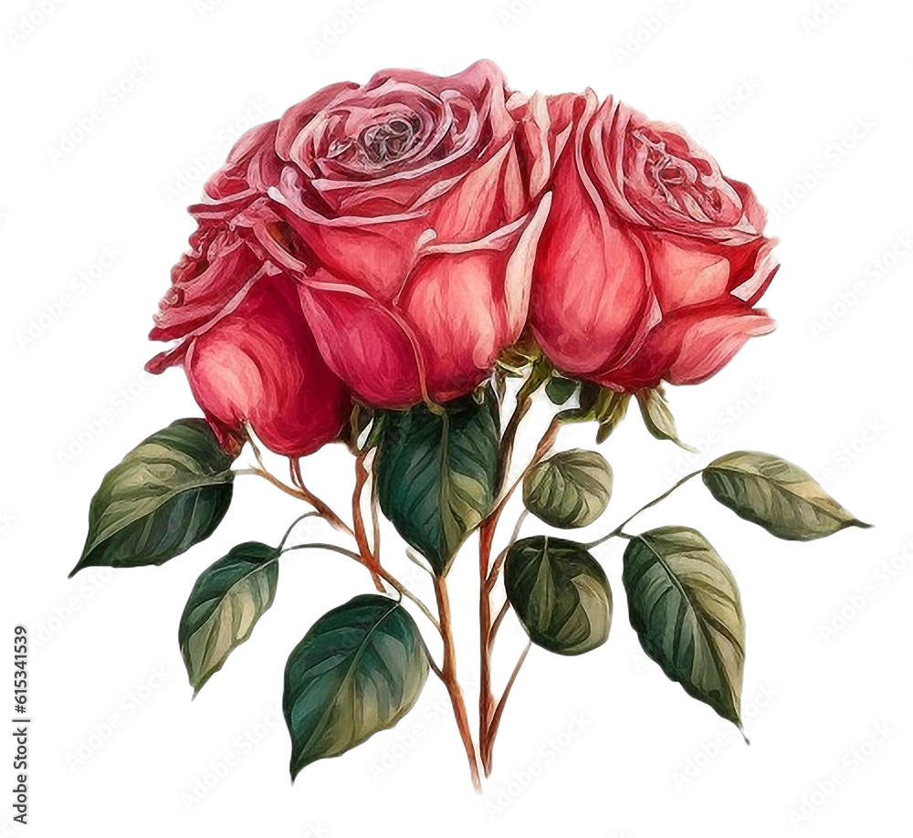 Rose Bouquet Watercolor Clipart Created With Generative Ai Tools Stock