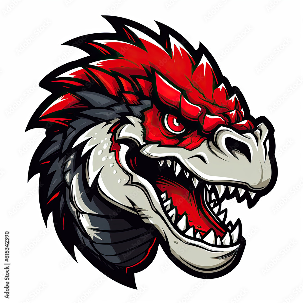 Dino mascot logo, white background Stock Illustration | Adobe Stock