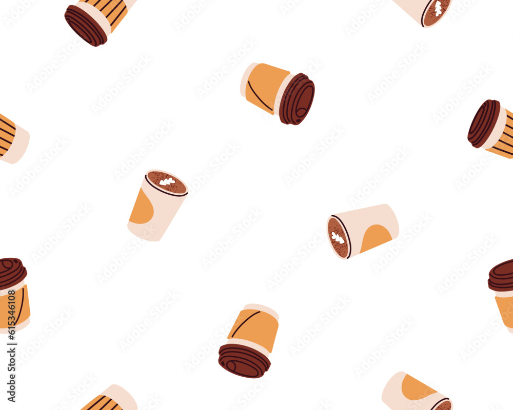 Coffee cups seamless pattern. Endless background, texture design with ...
