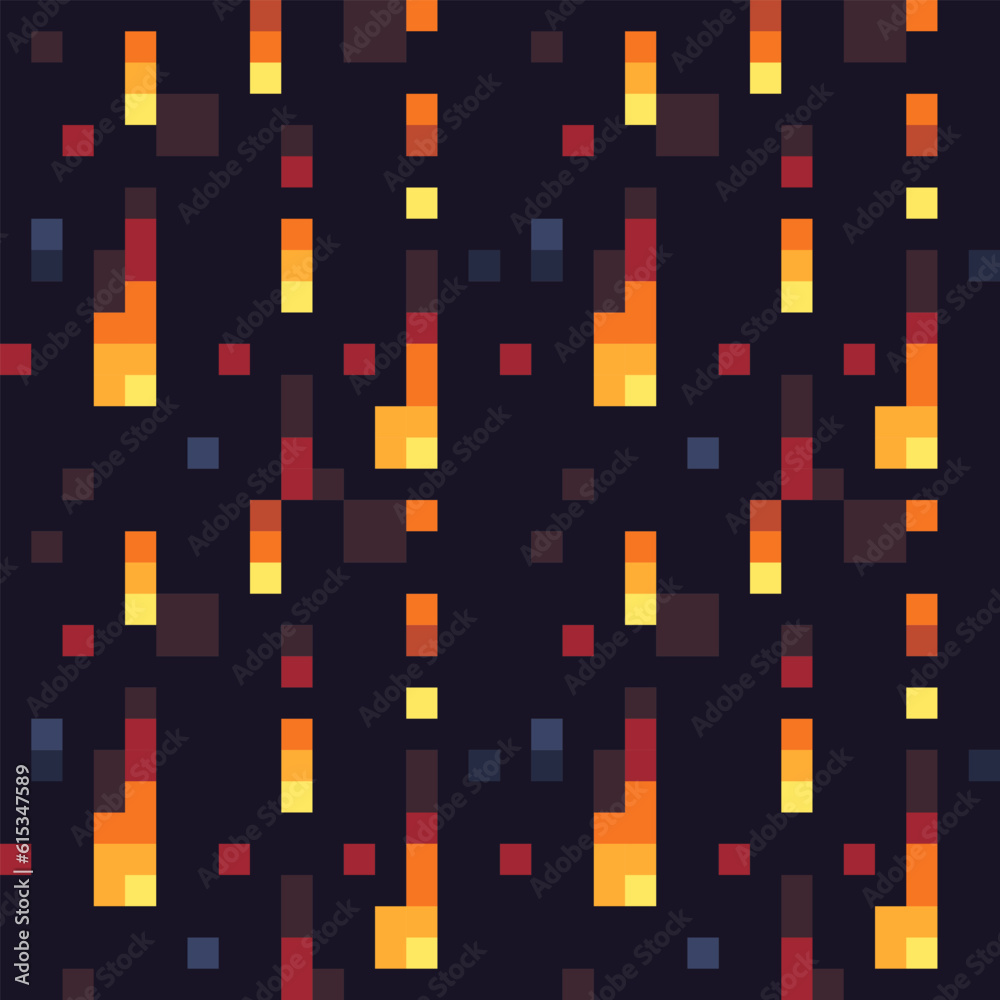 Vecteur Stock Meteor shower seamless pattern, fire ground textures ...