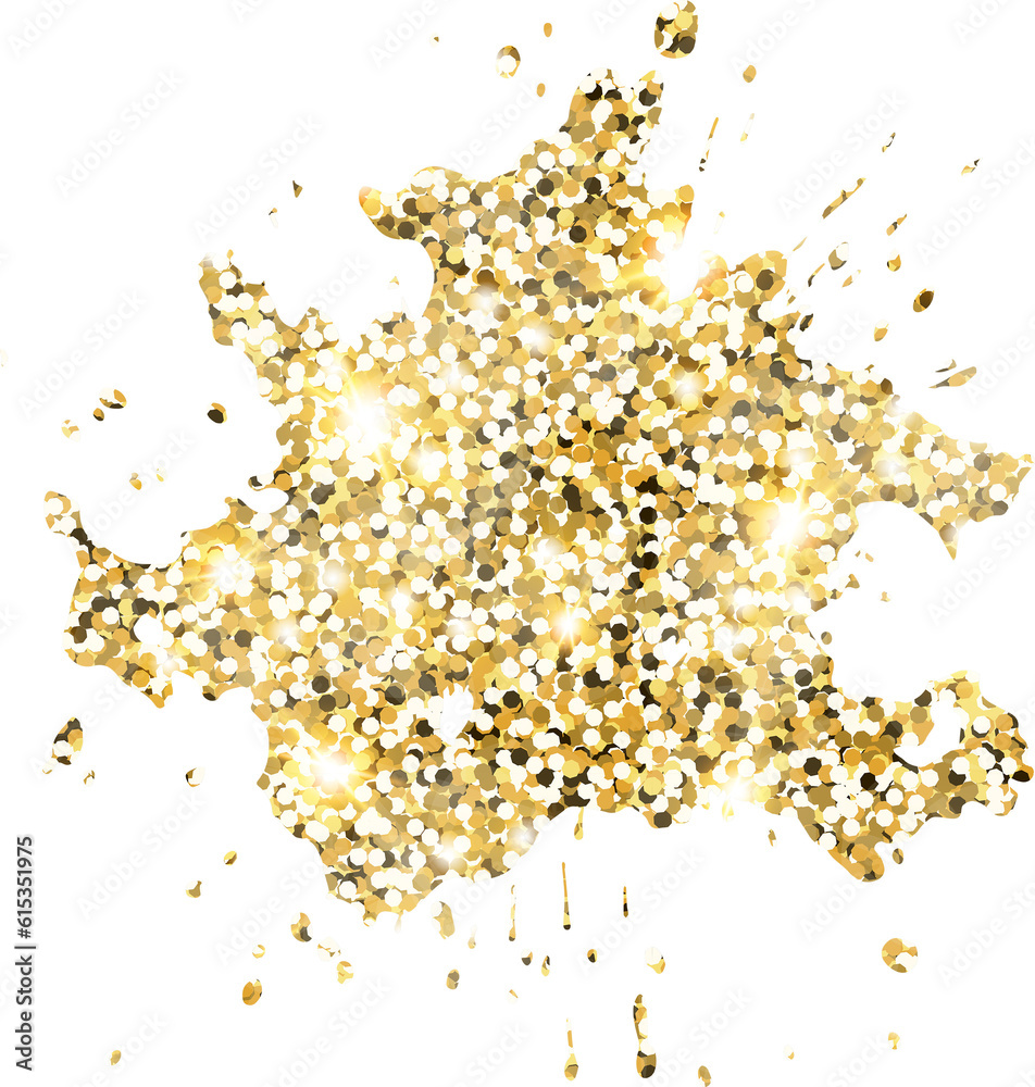 Abstract shiny gold glitter splash design element. Golden color dust ...