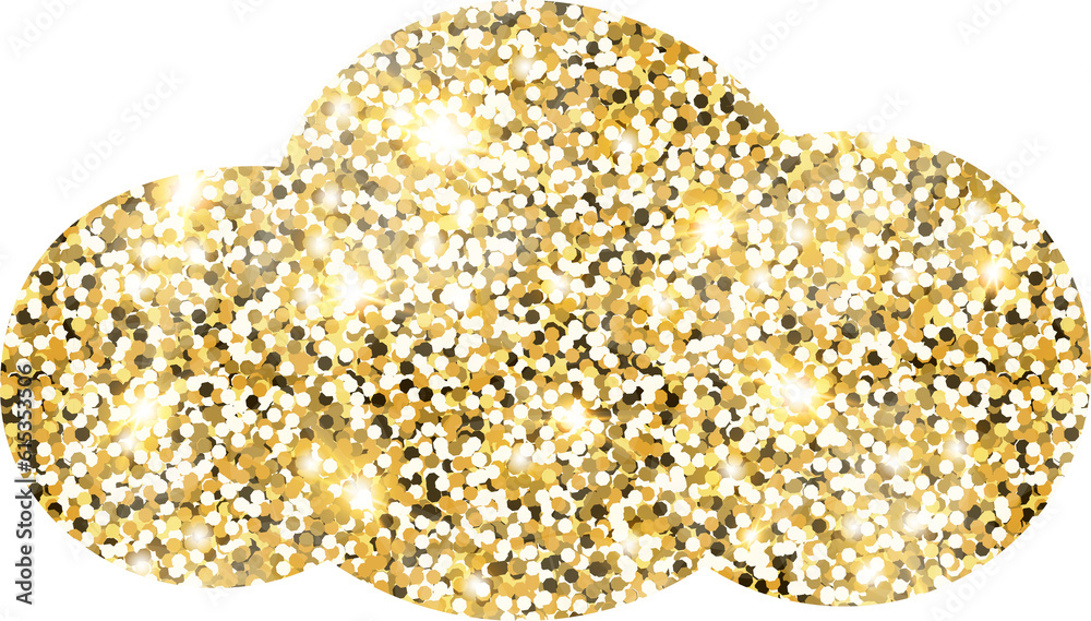 Cloud shiny gold glitter shape design element. Golden color dust texture form for holiday ...