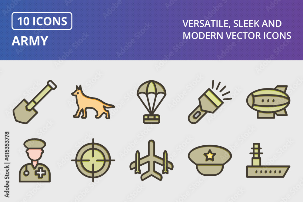Vector Army Icon Set Stock Vector | Adobe Stock