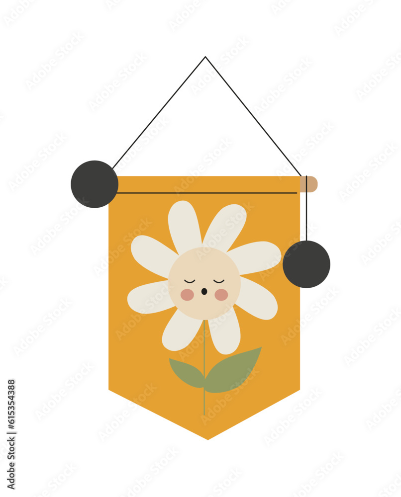 Baby flag with flower scandinavian style concept. Decoration for room ...