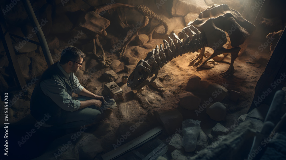 Archeologists discover fossil, excavation digging site concept ...