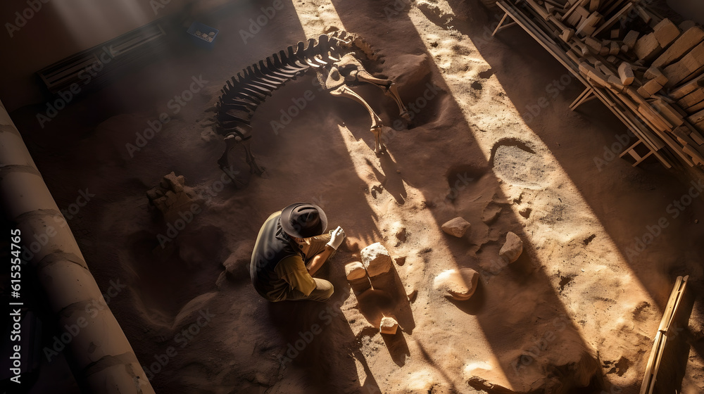 Archeologists discover fossil, excavation digging site concept ...