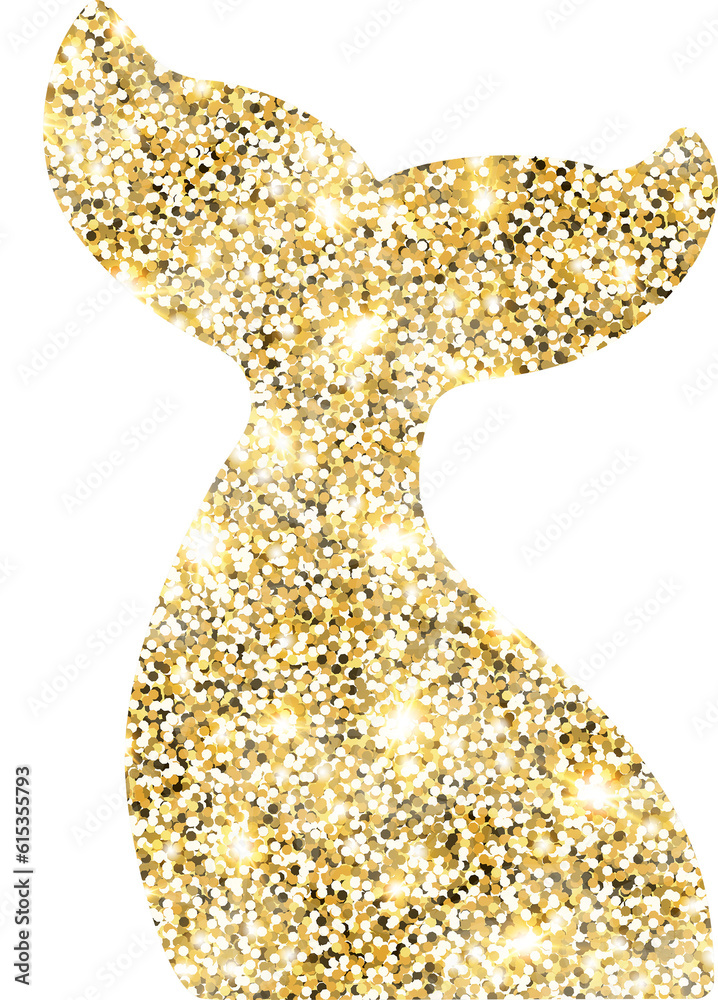Mermaid shiny gold glitter shape design element. Golden color dust ...